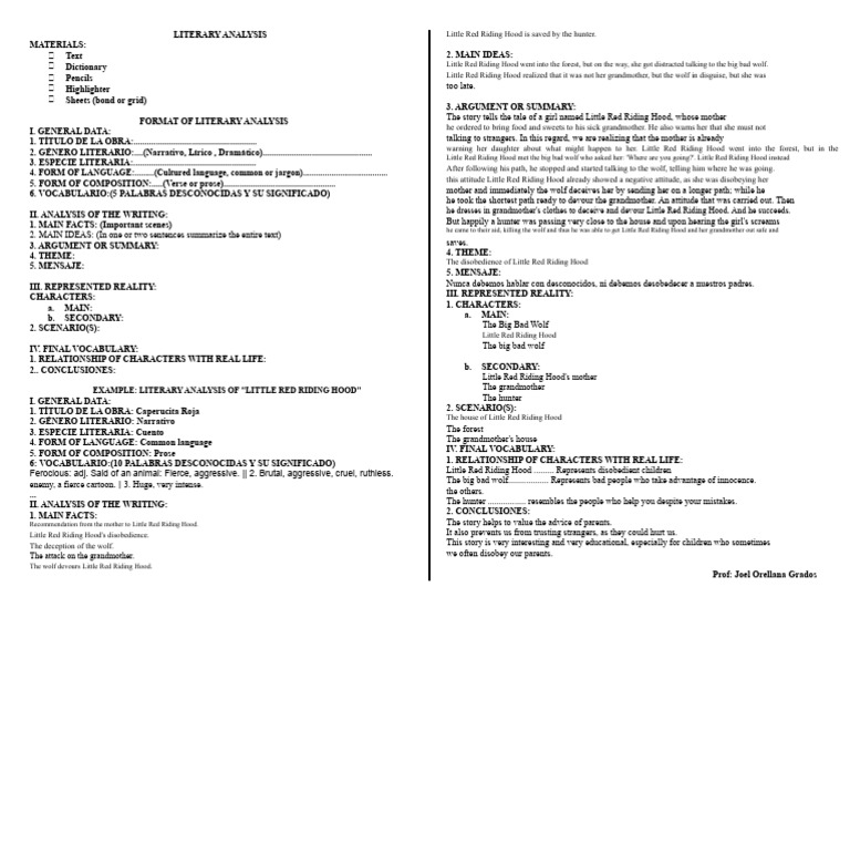 Literary Analysis | PDF | Little Red Riding Hood