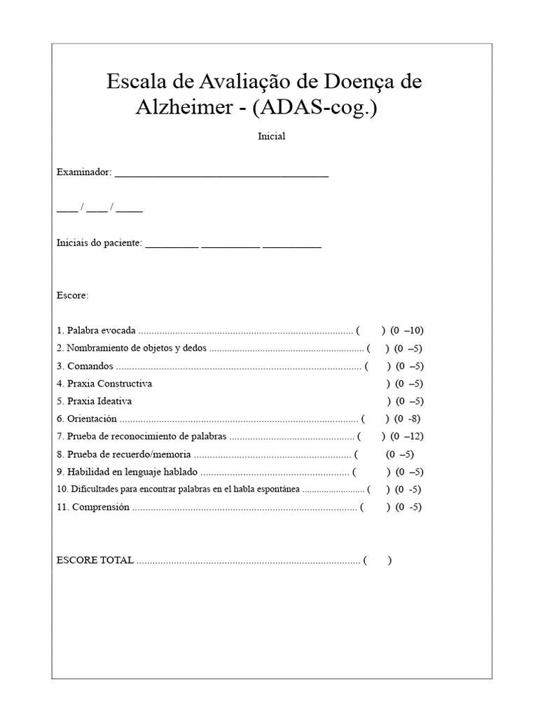 Evaluación ADAS-Cog para Alzheimer | PDF