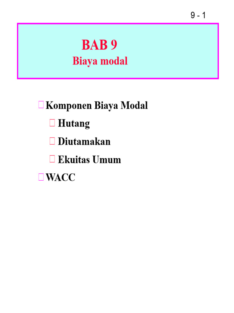 Komponen dan Perhitungan Biaya Modal | PDF