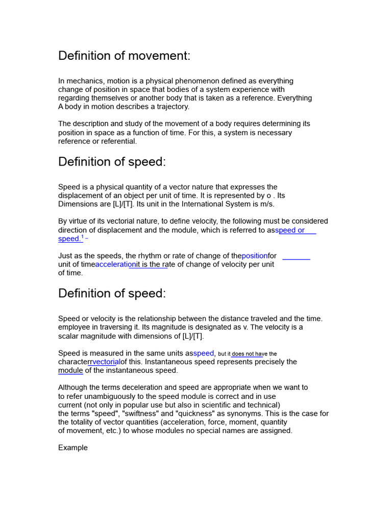 Definition of Movement | PDF | Velocity | Speed