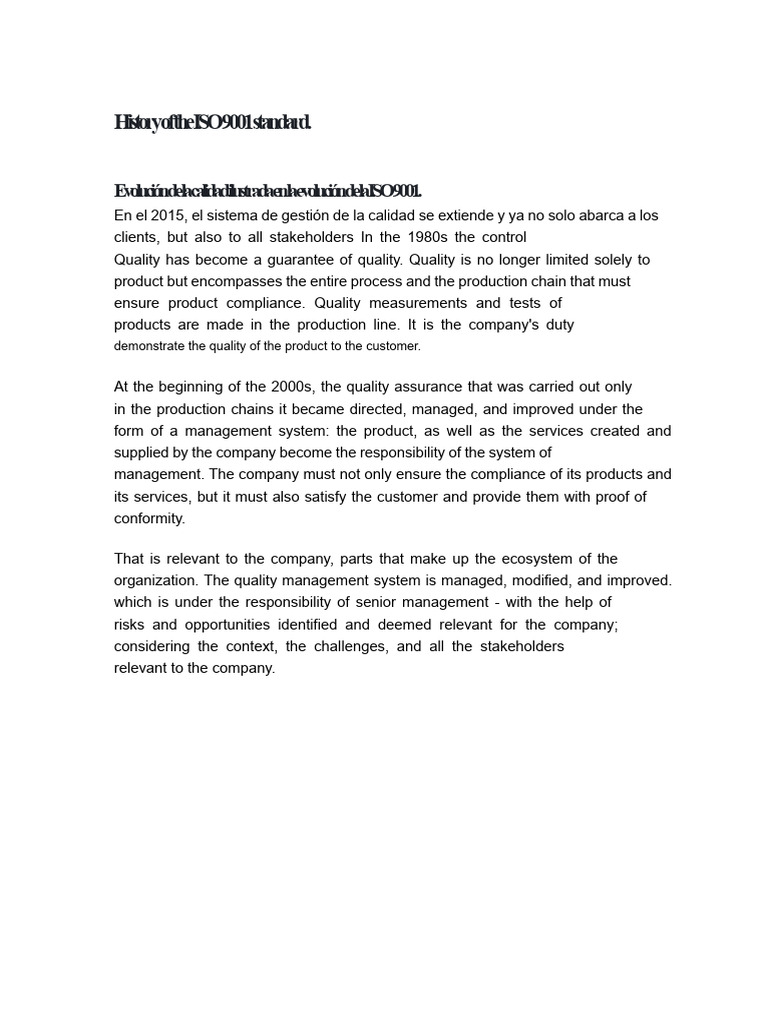 Evolution of ISO 9001 Standard | PDF | Quality Management | Quality ...