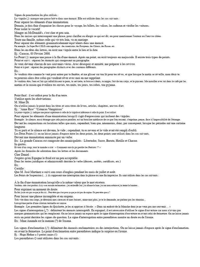 Signes de ponctuation essentiels expliqués | PDF | Ellipse | Virgule
