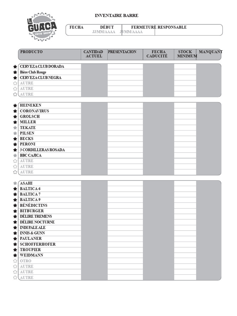 Format D'inventaire Barre | PDF
