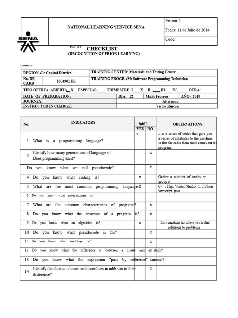 Checklist Format | PDF | Computer Programming | Systems Architecture
