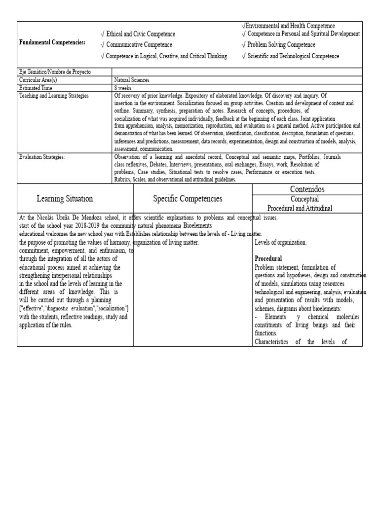 Competency-Based Natural Science Curriculum | PDF | Science | Evaluation