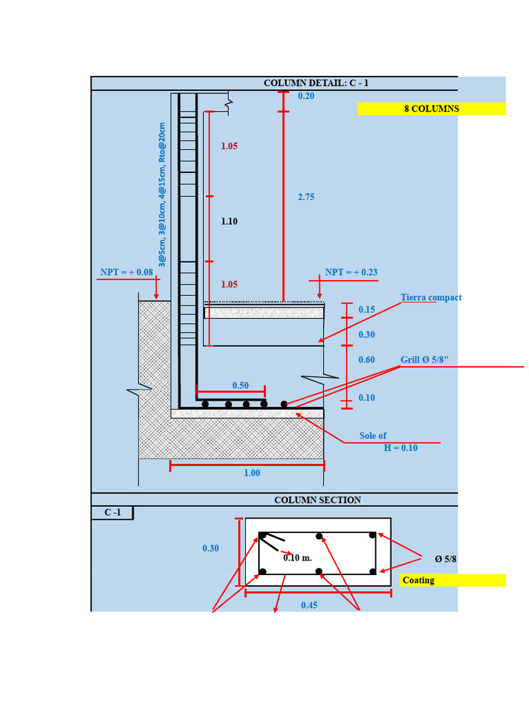 Measurement of Columns and Slabs Second Level | PDF | Length | Column