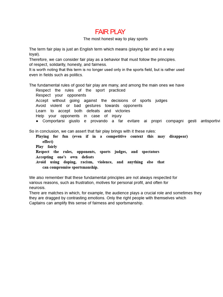Civic Education, Theme Fair Play | PDF