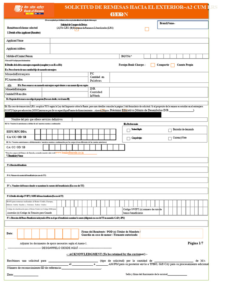 Formulario de Solicitud - A2 CUM DECLARACIÓN LRS | PDF | Inversiones ...