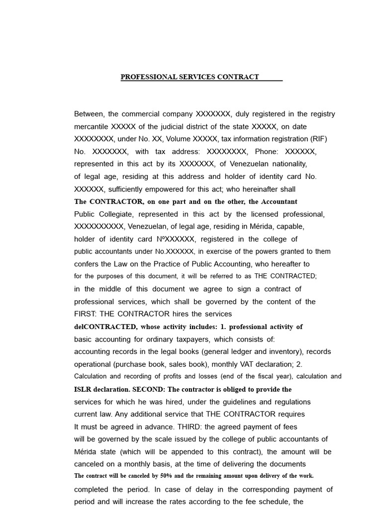 Professional Services Contract | PDF | Taxes | Government Finances