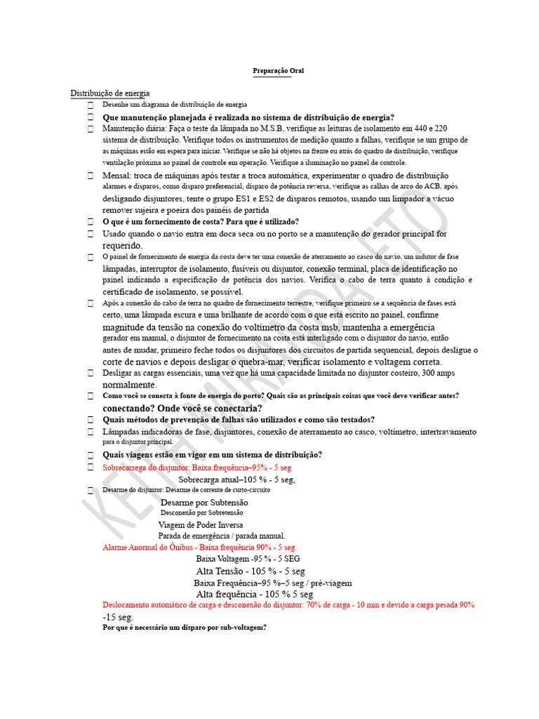 Eto Coc Exame Oral Preparação Perguntas | PDF | Distribuição de energia ...