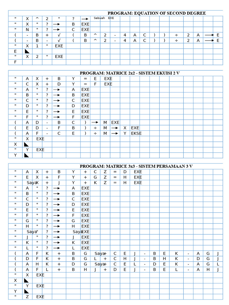 Program Casio FX 7400g Plus | PDF