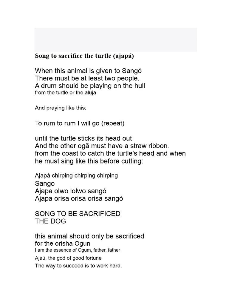 Song To Sacrifice The Turtle | PDF