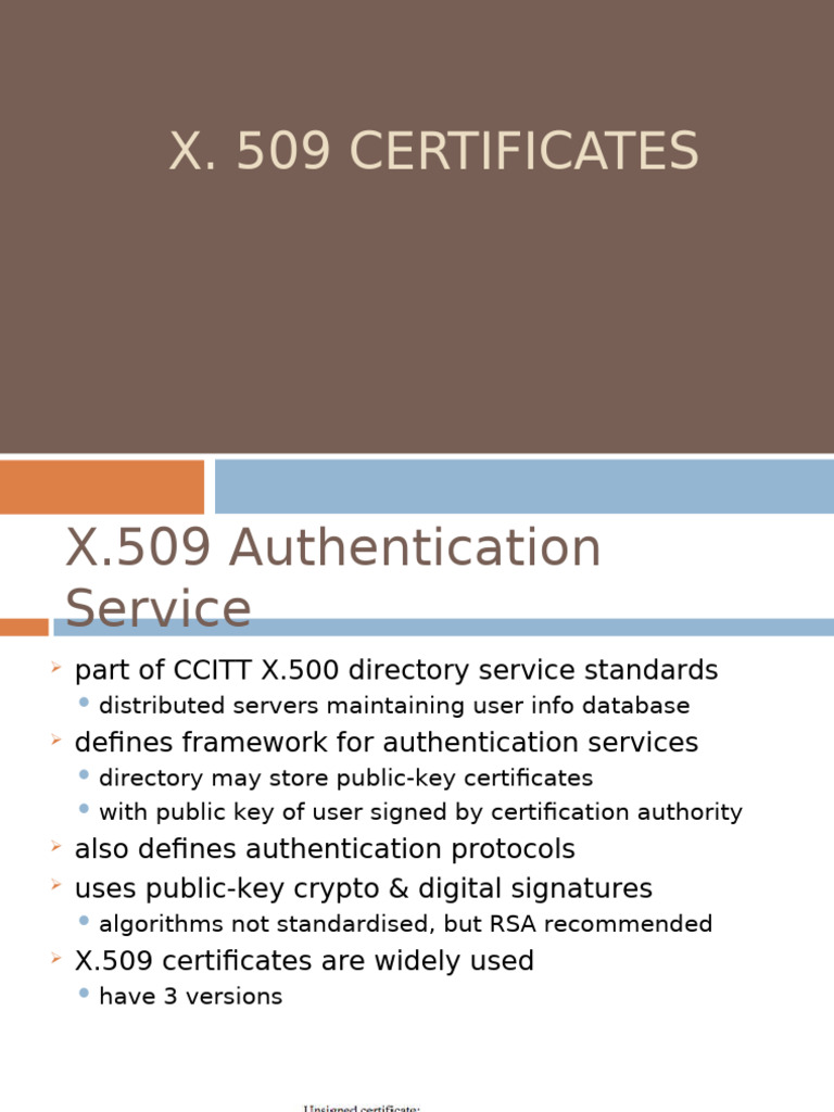 X.509 Certificates | PDF | Public Key Certificate | Application Layer ...