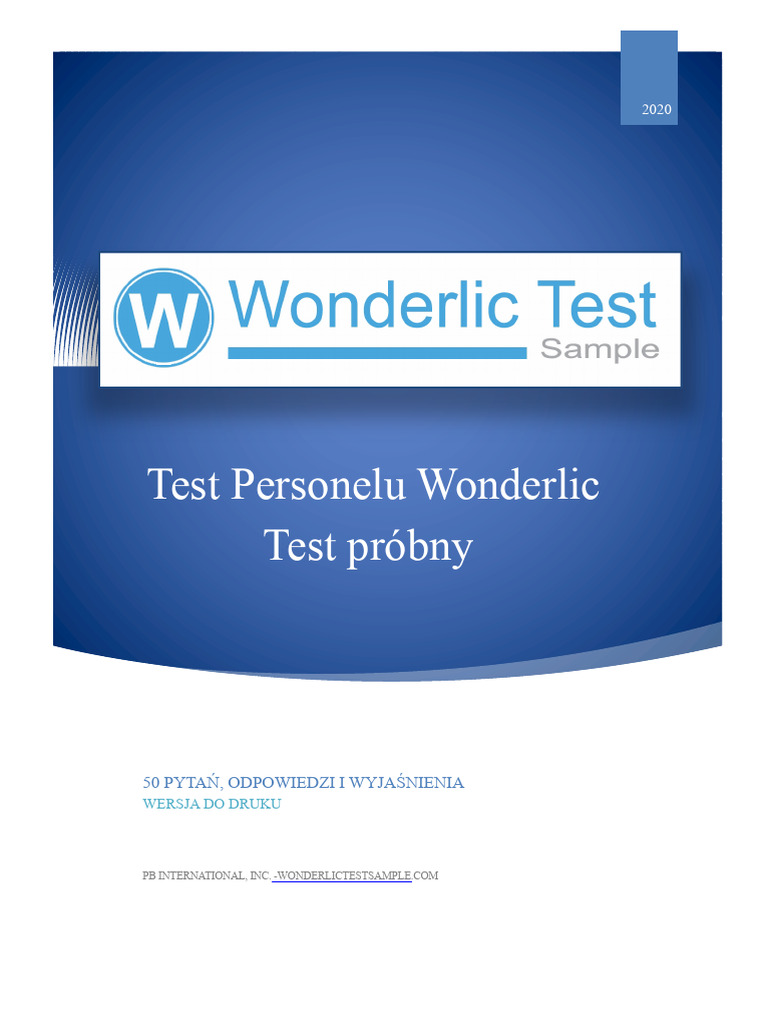Test Personelu Wonderlic 2020 50P Odpowiedzi I Wyjaśnienia v1.2 PDF | PDF