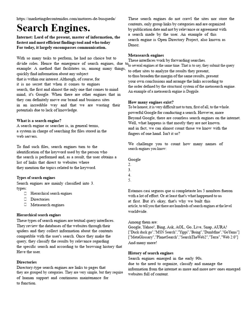 Search Engines | PDF | Online Services | Internet