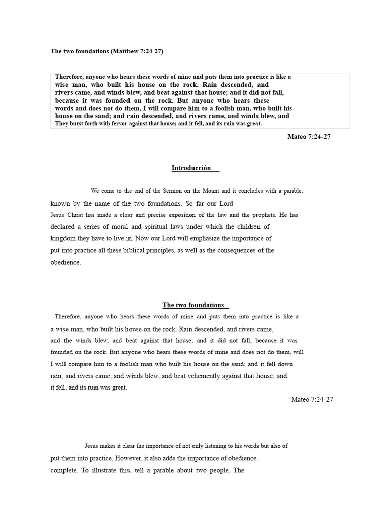 The Two Foundations | PDF | Jesus | Gospel Of Matthew
