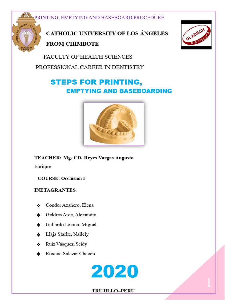 Report Occlusion Practice Impression Pouring | PDF | Plaster | Materials