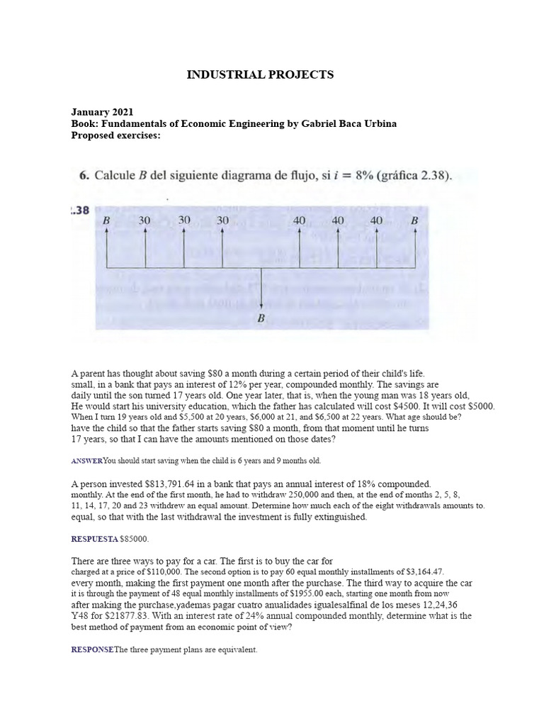 Proposed Problems INDUSTRIAL PROJECTS | PDF | Depreciation | Interest