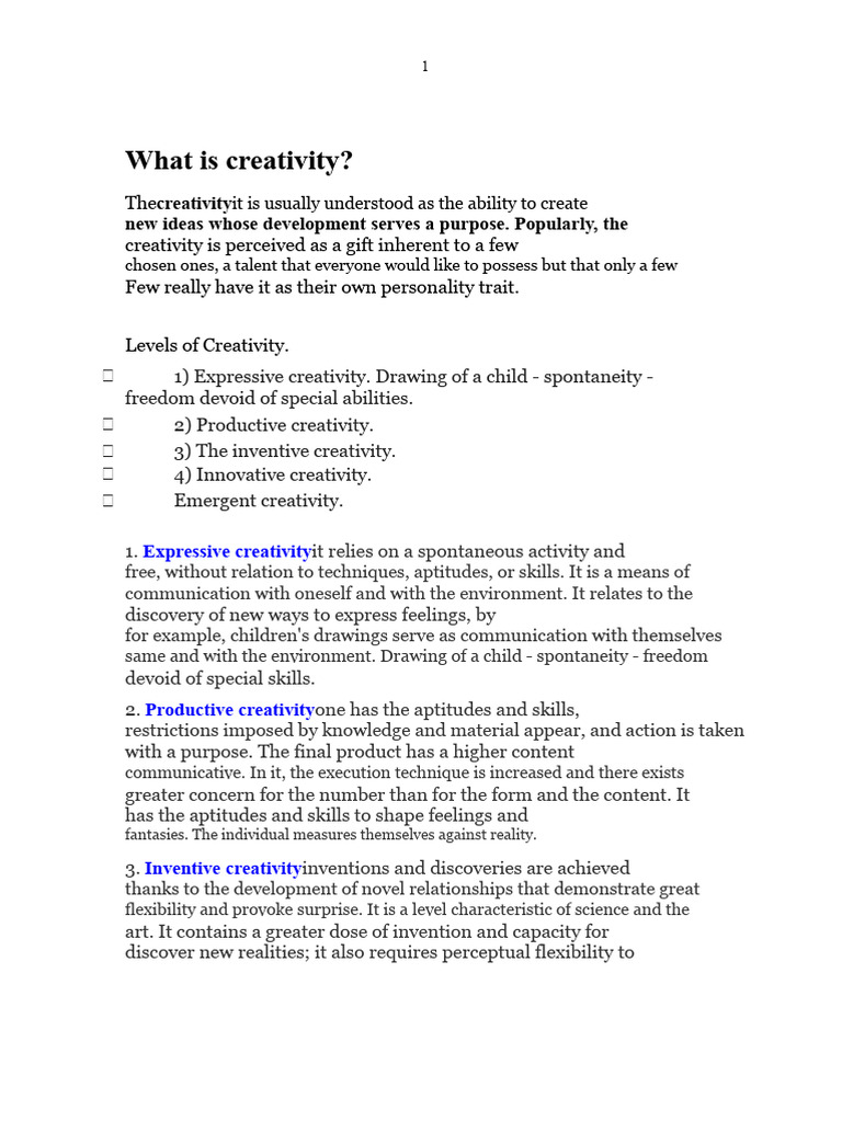 Understanding Creativity Myths and Levels | PDF | Creativity | Idea