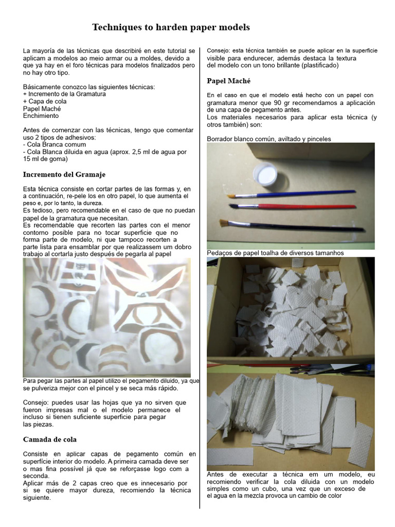 Técnicas para endurecer modelos de papel | PDF | Papel | Materiales de ...