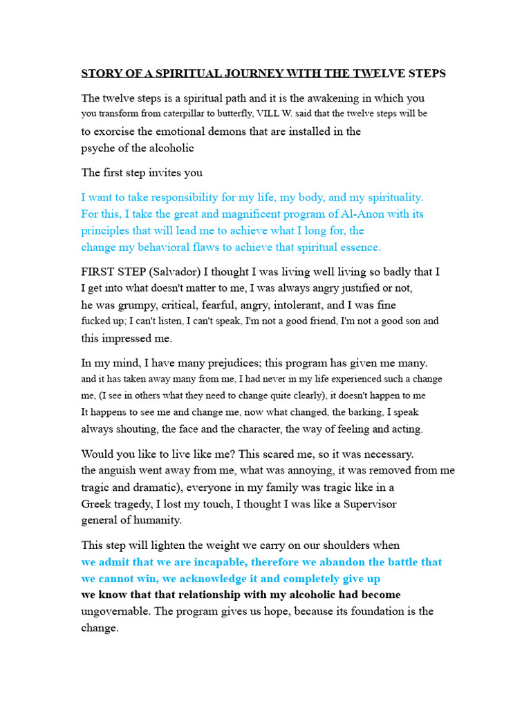 Story of A Spiritual Journey With The Twelve Steps | PDF | Anger | Mind