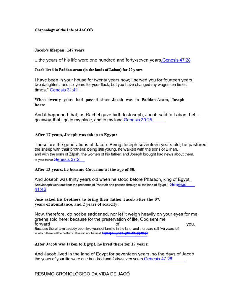 Jacob's Life Timeline and Key Events | PDF | Jacob | Isaac