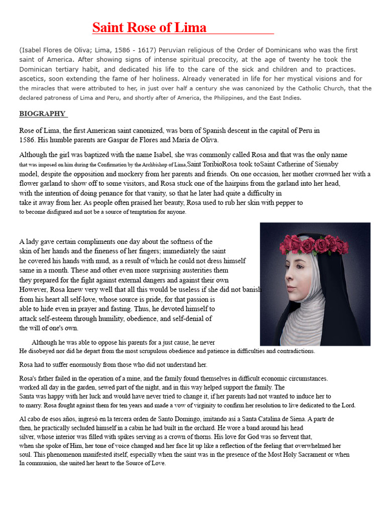 Saint Rose of Lima | PDF | Religious Belief And Doctrine