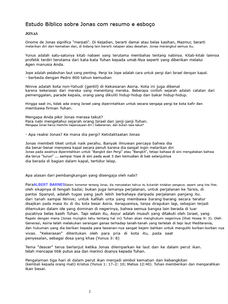 Studi Alkitab: Kitab Yunus dan Pesannya | PDF