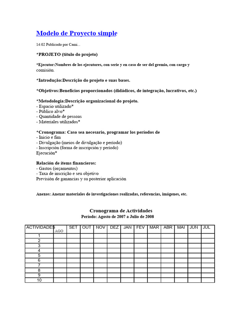 Modelo de Proyecto Simple | PDF