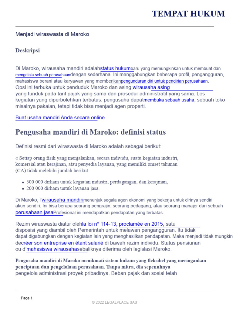 Menjadi wirausaha mandiri di Maroko | PDF