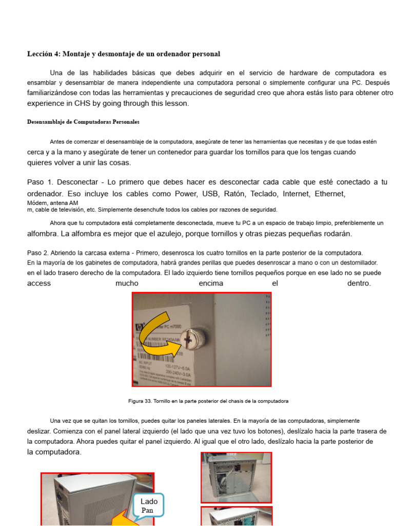 Montaje y Desmontaje de Un Ordenador Personal | PDF | Hardware de la computadora | Conector ...