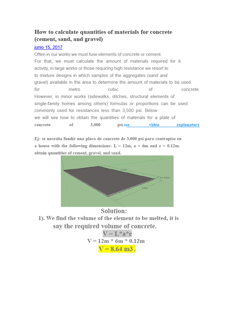 How To Calculate Material Quantities For Concrete | PDF | Concrete | Volume
