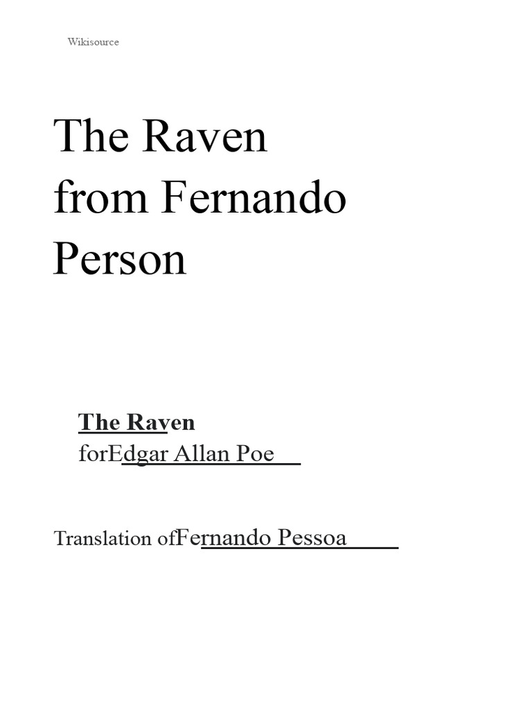 The Raven (Translation by Fernando Pessoa) - Wikisource | PDF | The Raven
