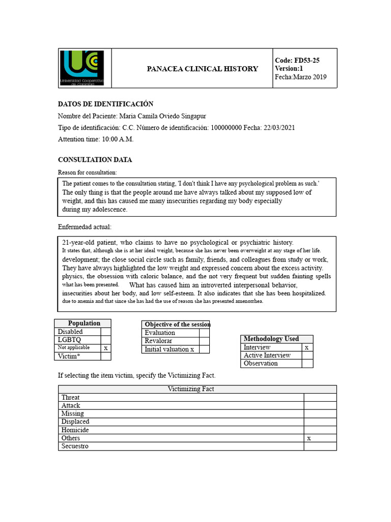 Anorexia Nervosa Clinical Assessment Report | PDF | Anorexia Nervosa ...