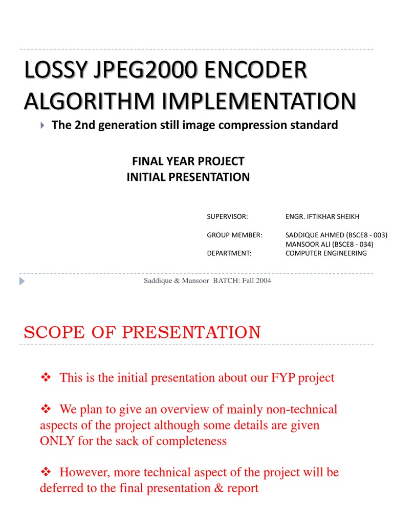 Lossy Jpeg2000 Encoder Algorithm Implementation | PDF | Data Compression | Wavelet