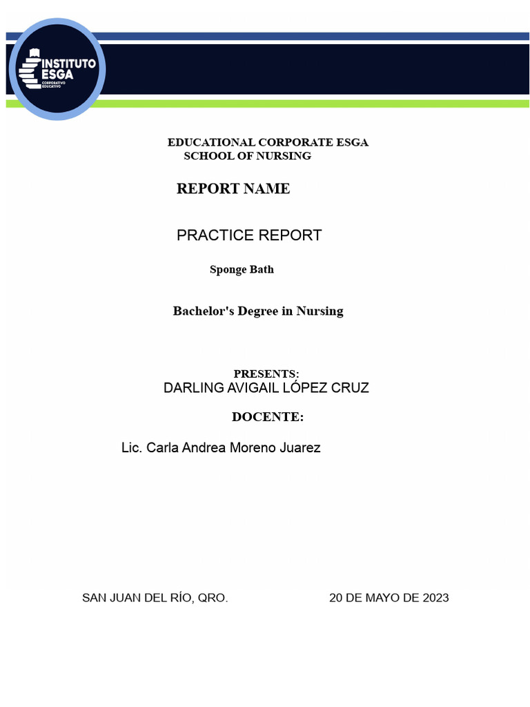 Sponge Bath Report | PDF | Hygiene | Nursing