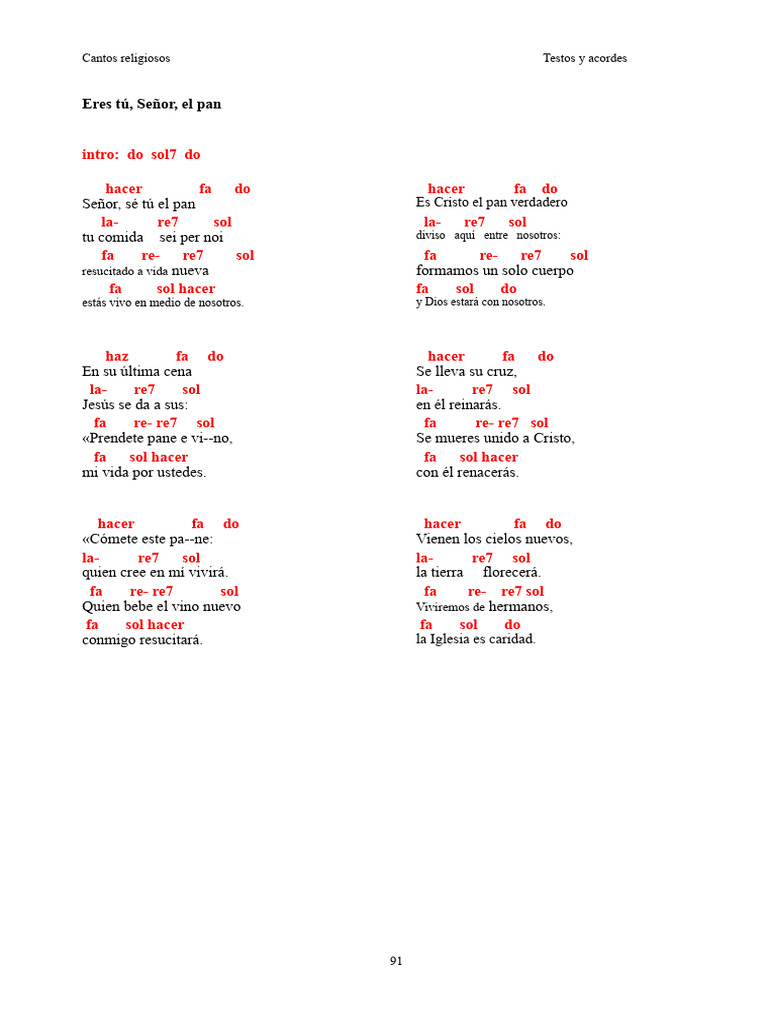 Tú eres Señor el pan | PDF
