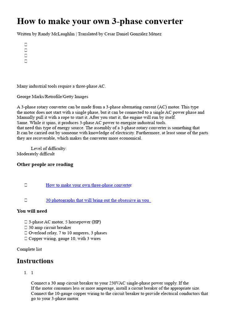 How To Make Your Own Three-Phase Converter | PDF | Mains Electricity ...