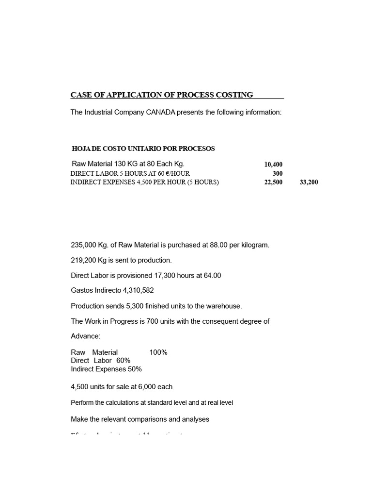 Process Costing Exercise Excel Pdf Business Economics Financial