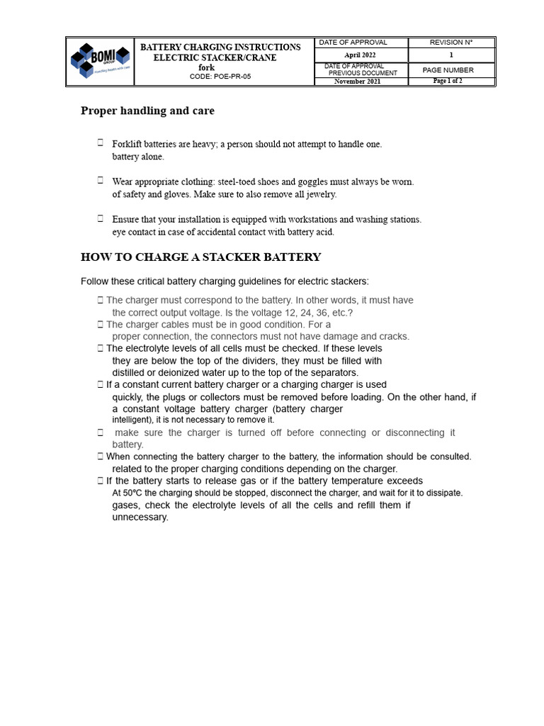 Battery Charging Instructions | PDF | Battery Charger | Electrical ...