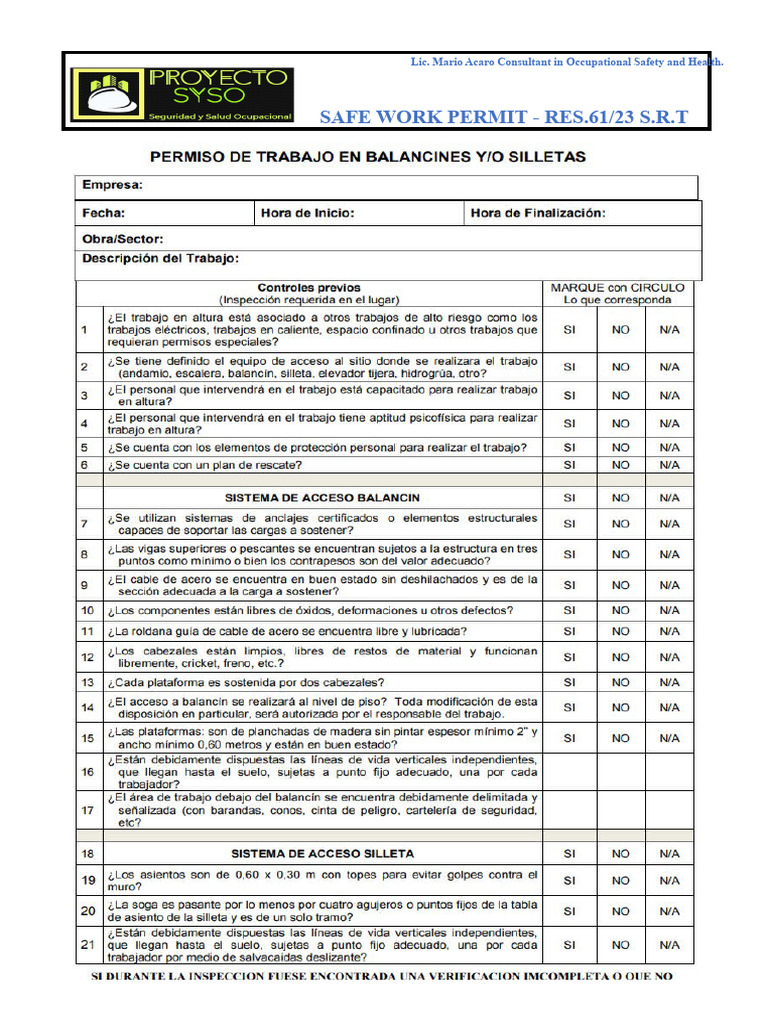 Safe Work Permit - Scaffolding | PDF