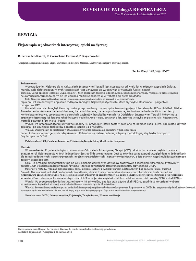 Fizjoterapia W OIOM | PDF