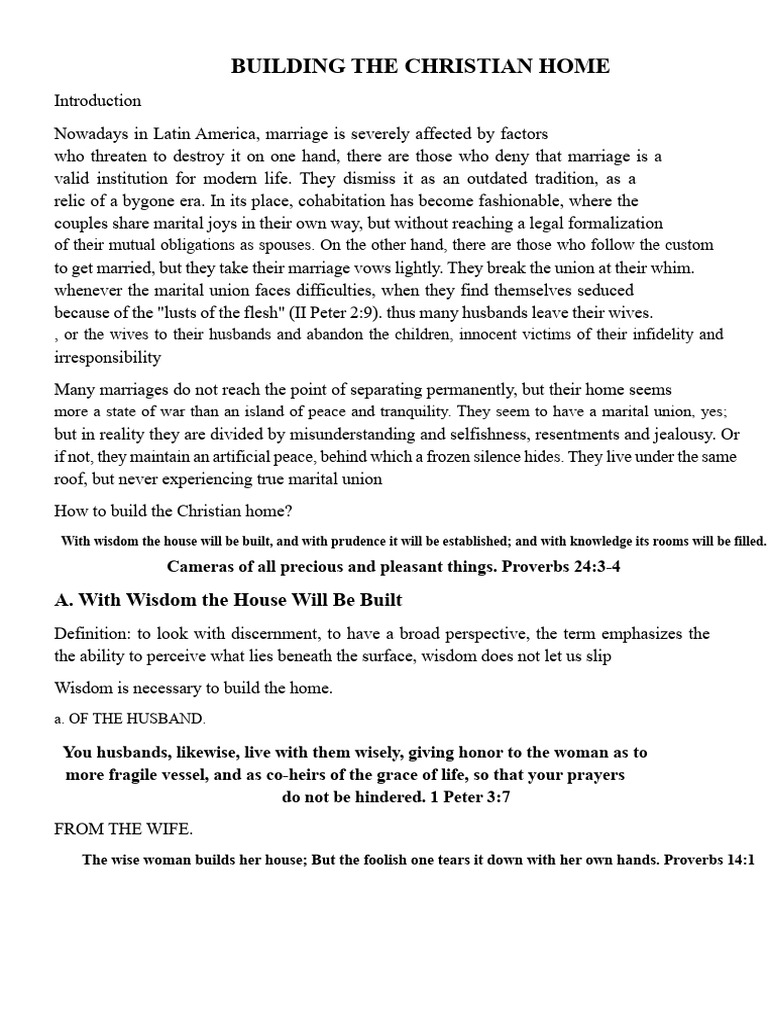 Building a Strong Christian Home | PDF | Wisdom | Marriage