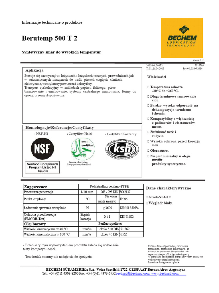 PDS Bechem Berutemp 500 T 2 (PL) | PDF