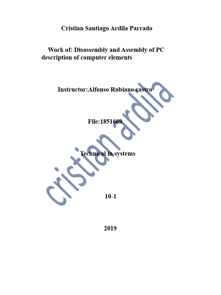 Disassembling and Assembling A PC - Description of Computer Components ...