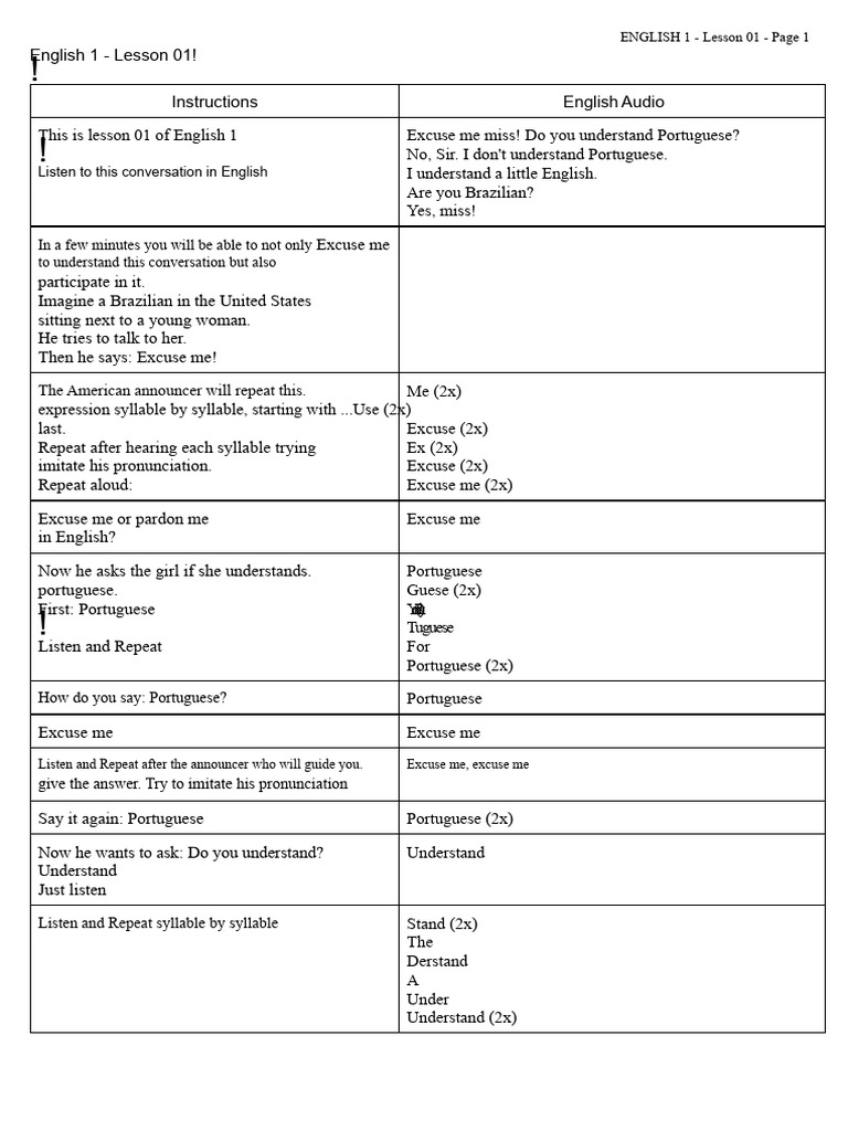 Pimsleur English For Brazilian 1 01 - Script | PDF | English Language ...