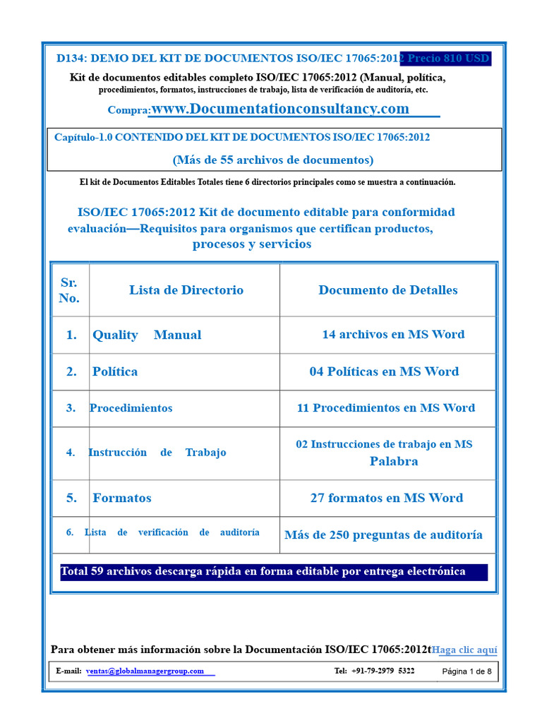 Kit Documentos ISO/IEC 17065:2012 Editable | PDF | Organización ...
