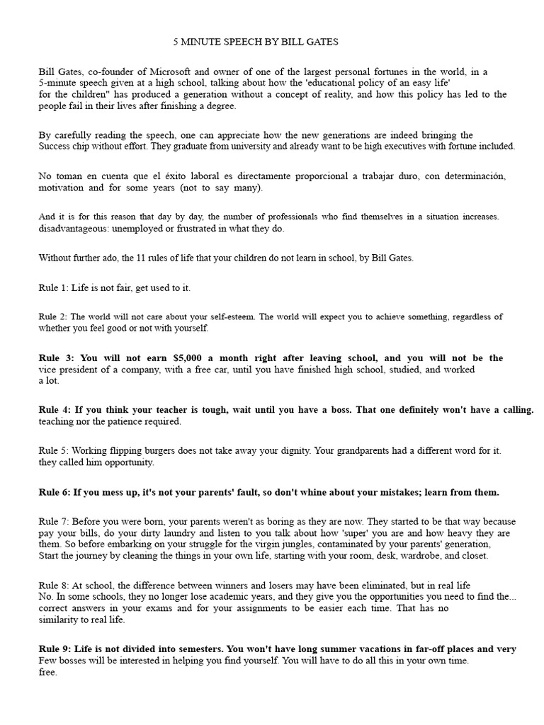 5-Minute Speech by Bill Gates | PDF
