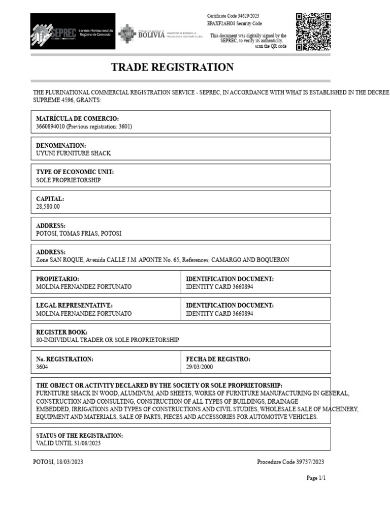 Electronic Nit and Trade Registration | PDF | Identity Document ...