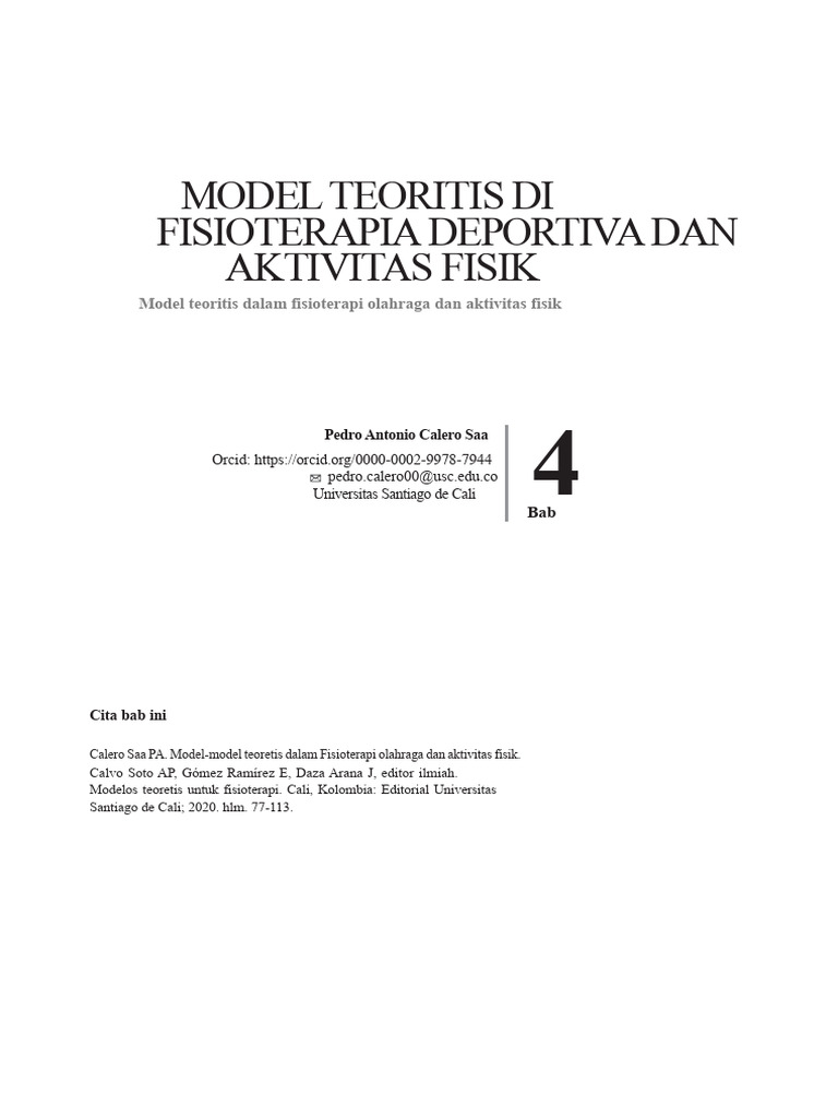 Model Teoritis Dalam Fisioterapi Olahraga Dan Aktivitas Fisik Penulis ...